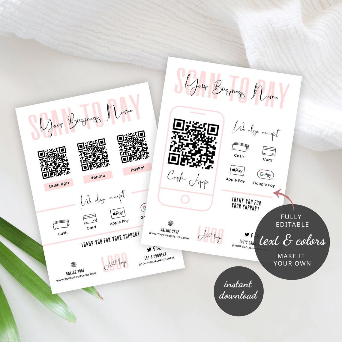 Scan to Pay QR Code Template Editable Scan Here to Pay Poster - Etsy