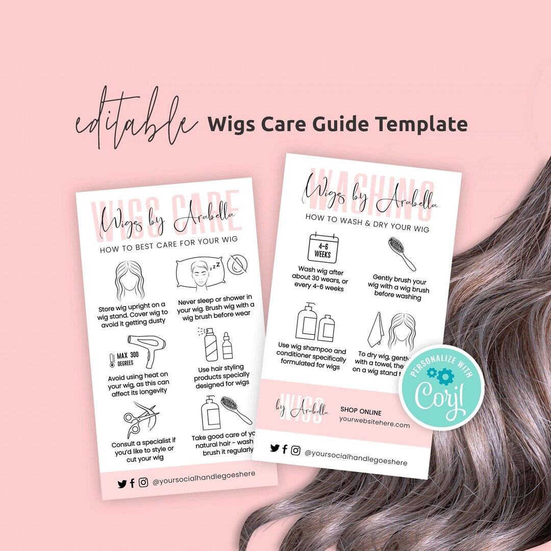 Wig Care Card Template Editable Natural Wigs Aftercare - Etsy