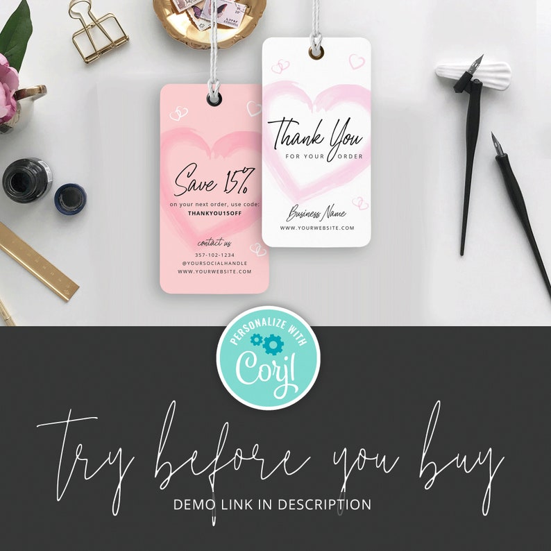 DIY Swing Tag Template Editable Hang Tags Design Printable Etsy