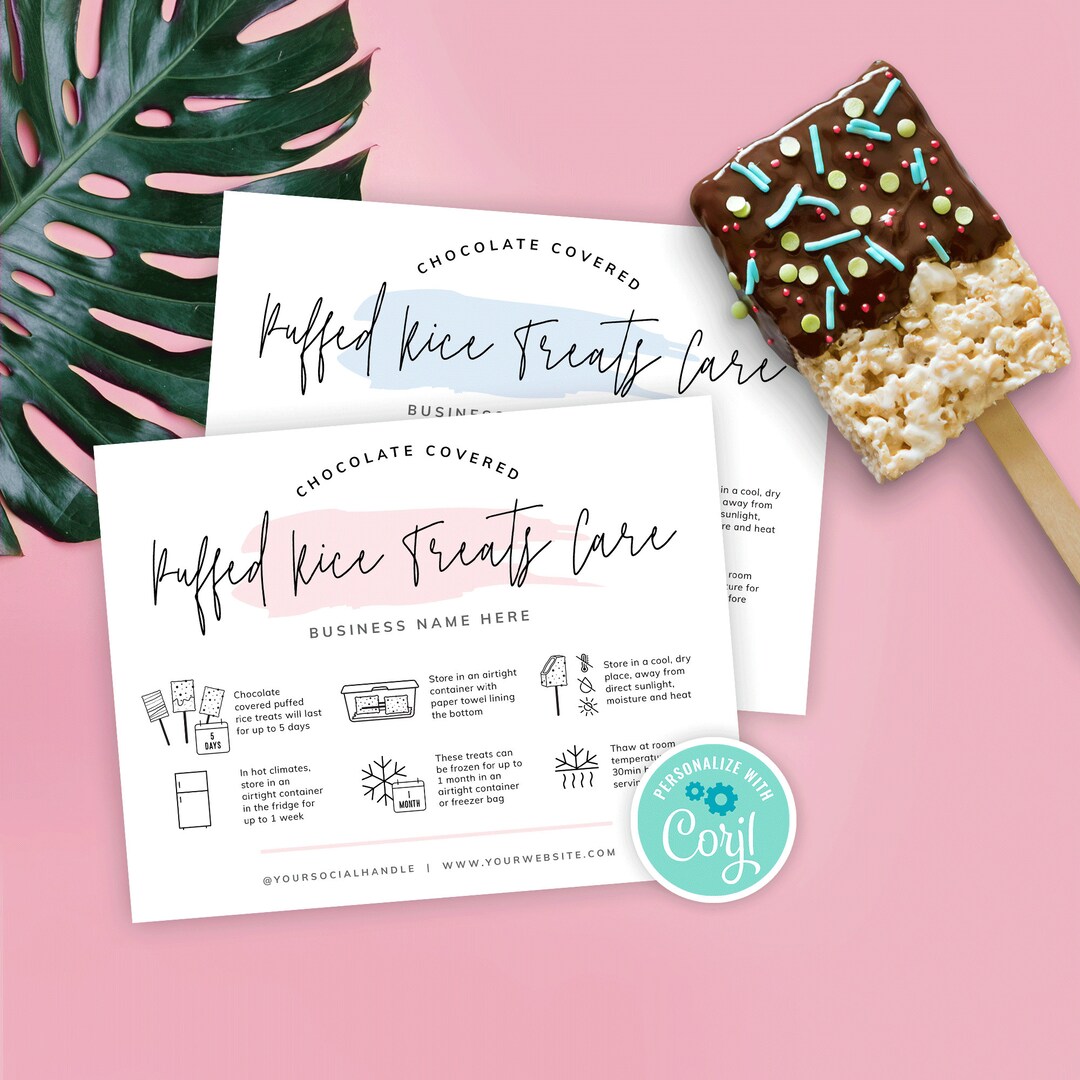 Puffed Rice Treats Care Card Template, Chocolate Covered Crispy Rice ...