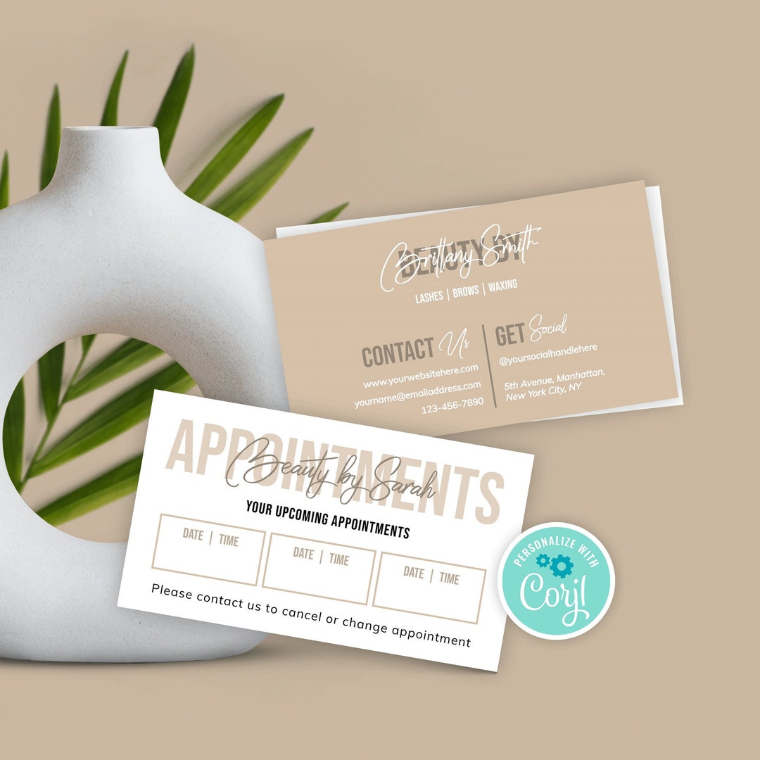 Modern Booking Reminder Template, Editable Appointment Reminder Cards ...