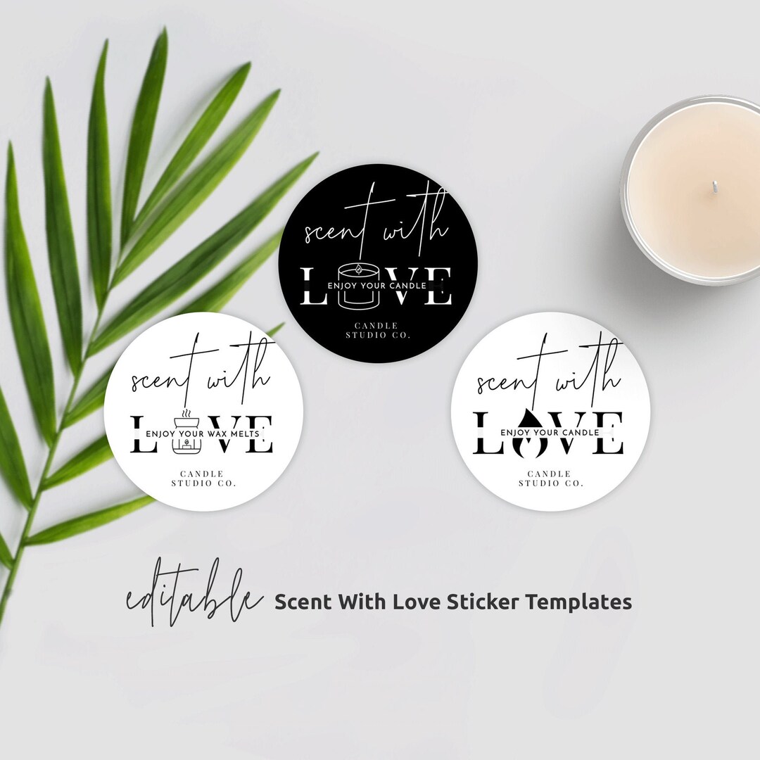 Scent With Love Sticker Template, Editable Candle Box Labels ...