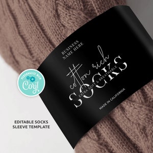 Editable Socks Wrap Template, Minimalist Dish Cloth Sleeve, Modern ...