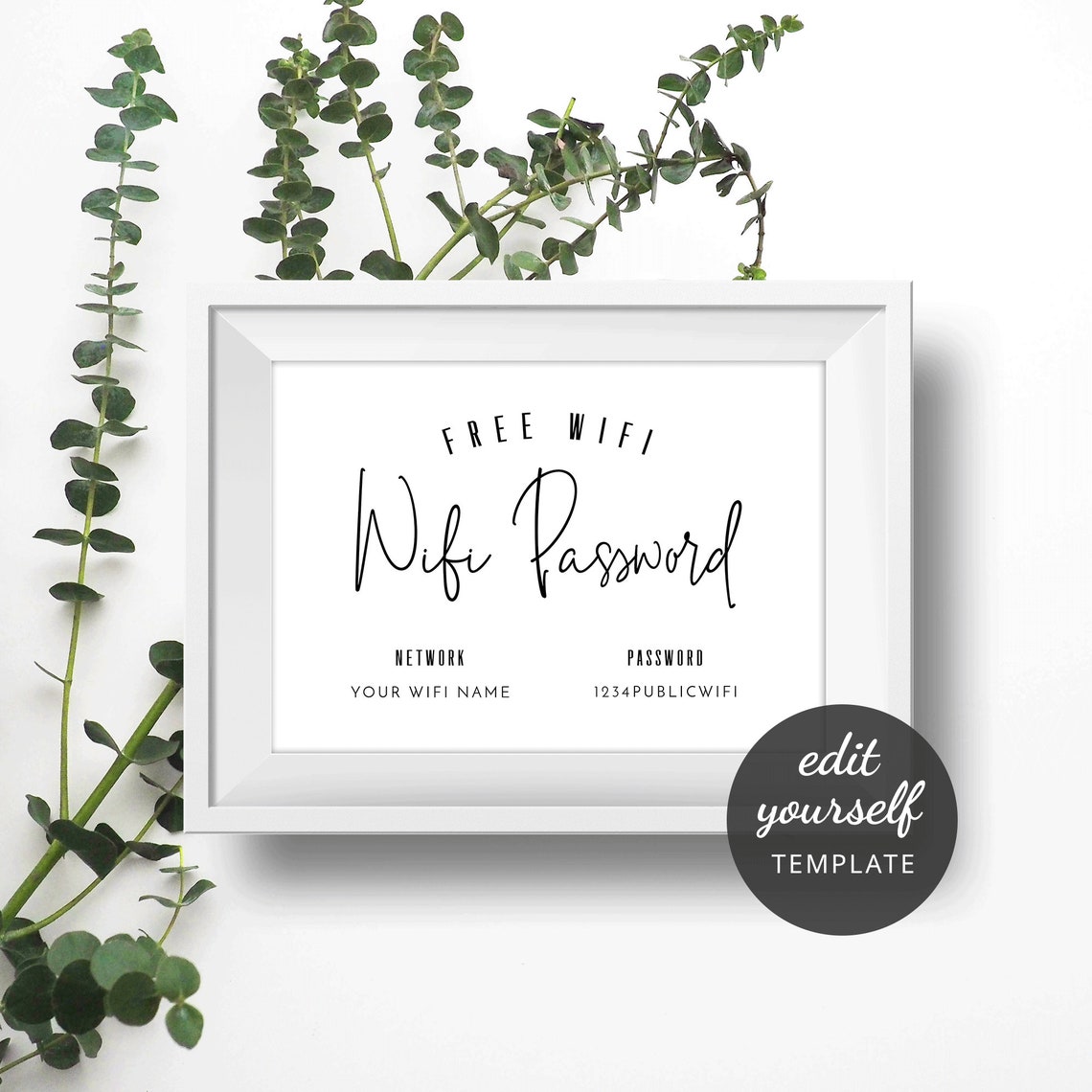 Editable WiFi Password Sign Printable WiFi Sign Template | Etsy