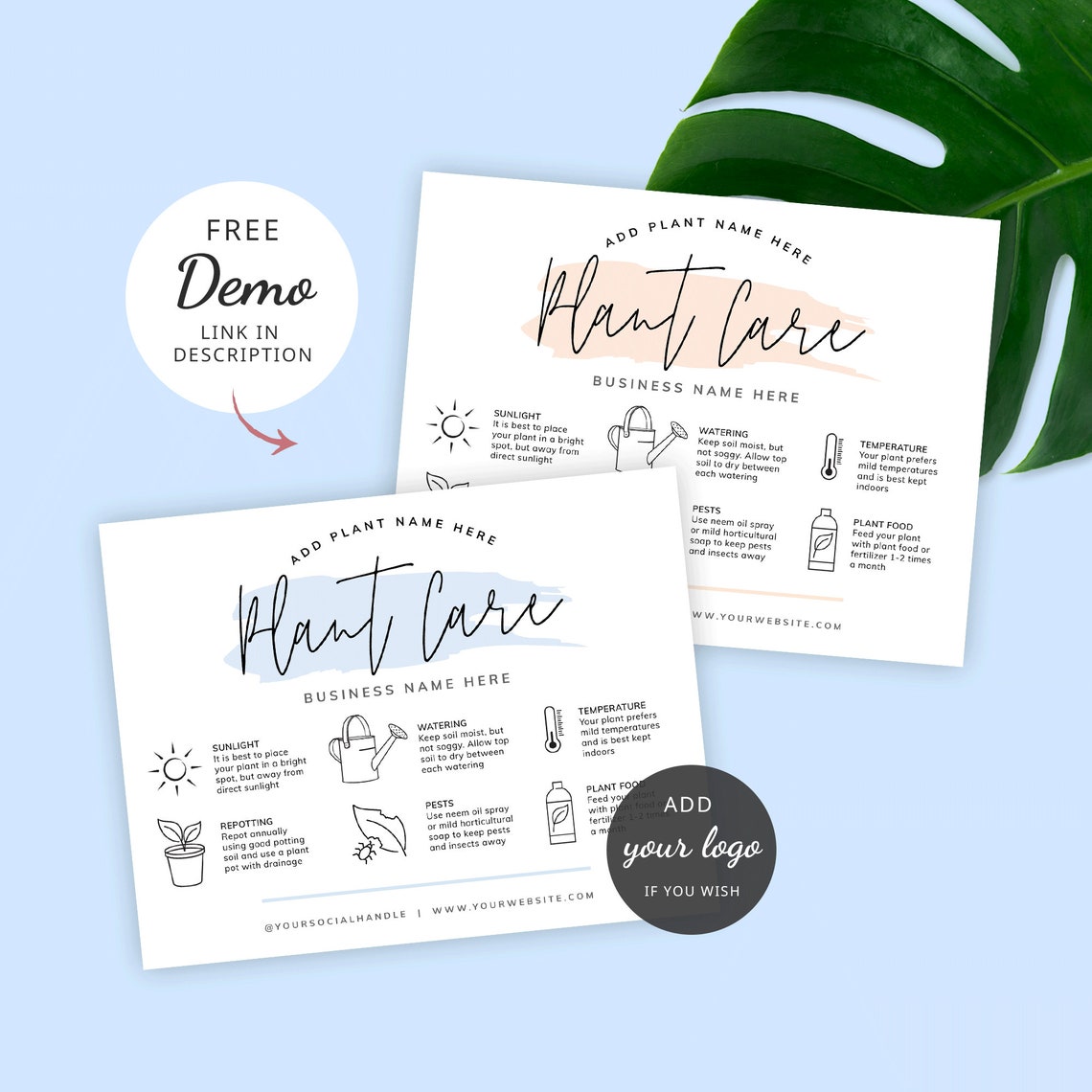Plant Care Card Template, Editable House Plant Care Guide, Printable ...