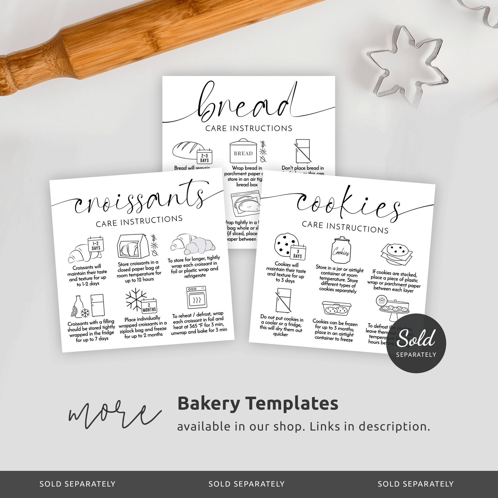 Scones Care Card Template, Custom Storage & Reheating Instructions for ...