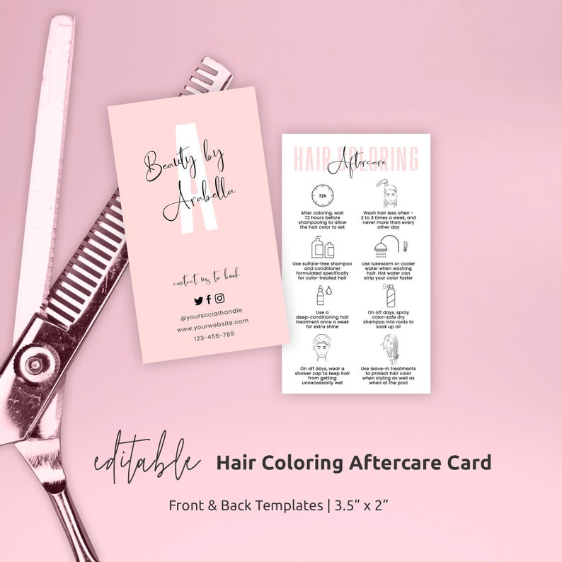 Hair Coloring Aftercare Template Editable Hair Colour Care | Etsy