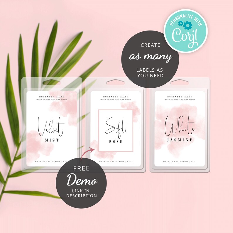 Feminine Wax Melts Labels, Editable Label Design, Custom Wax Melts ...