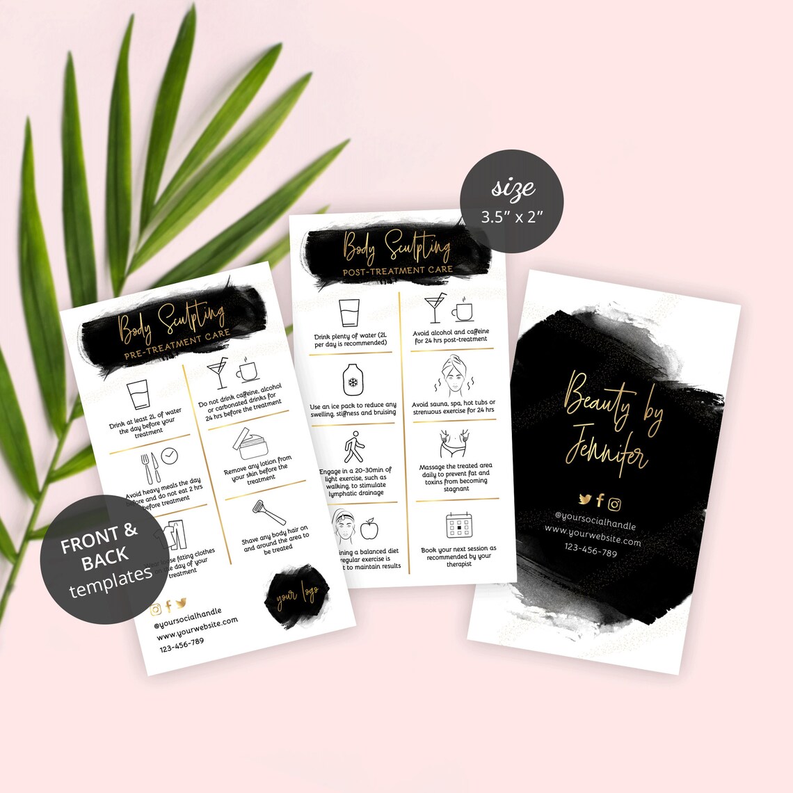 Body Sculpting Care Card Template, Editable Body Contouring Pre and ...