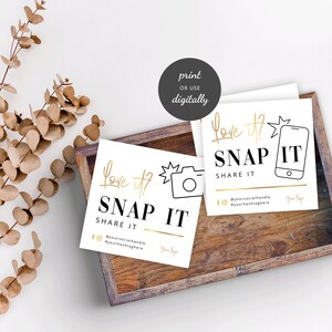 Snap It and Share It Card Template, Faux Gold Snap It Sticker ...