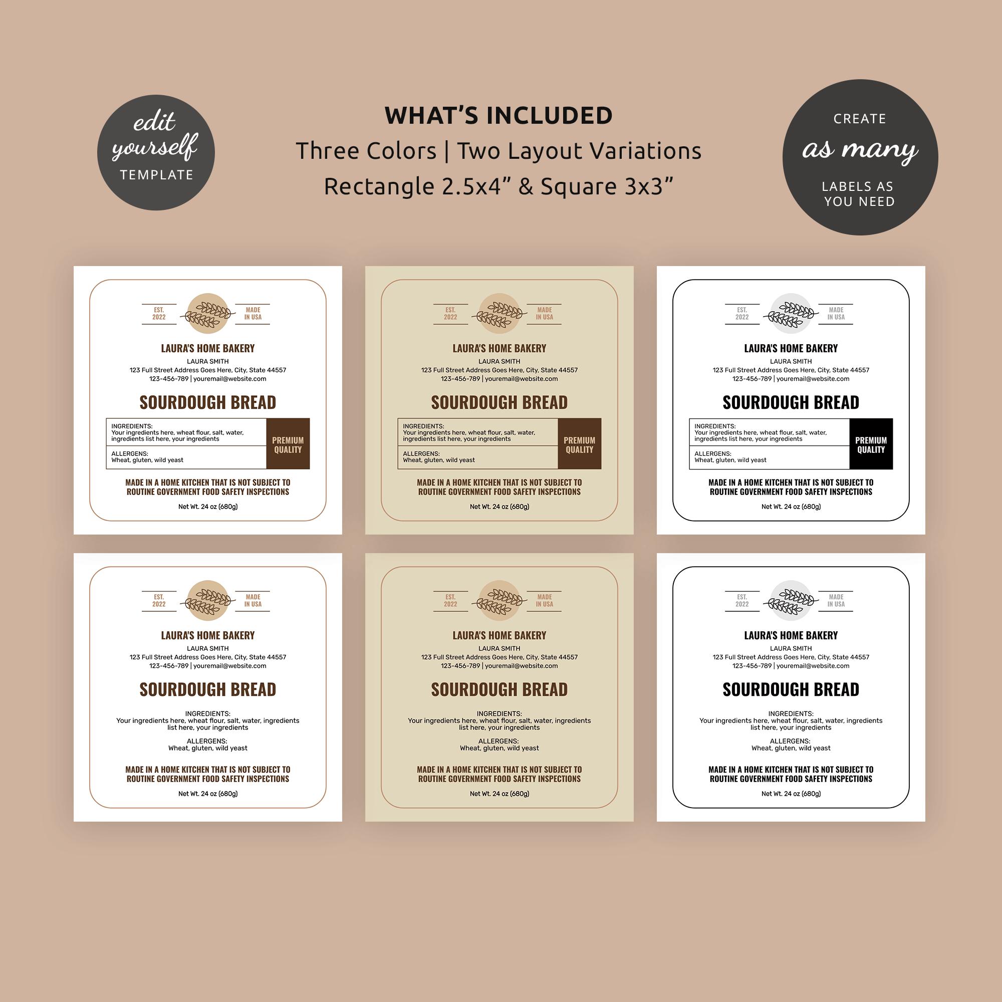 Bread Labels Template, Trendy Beige Cottage Law Sticker Design, DIY ...