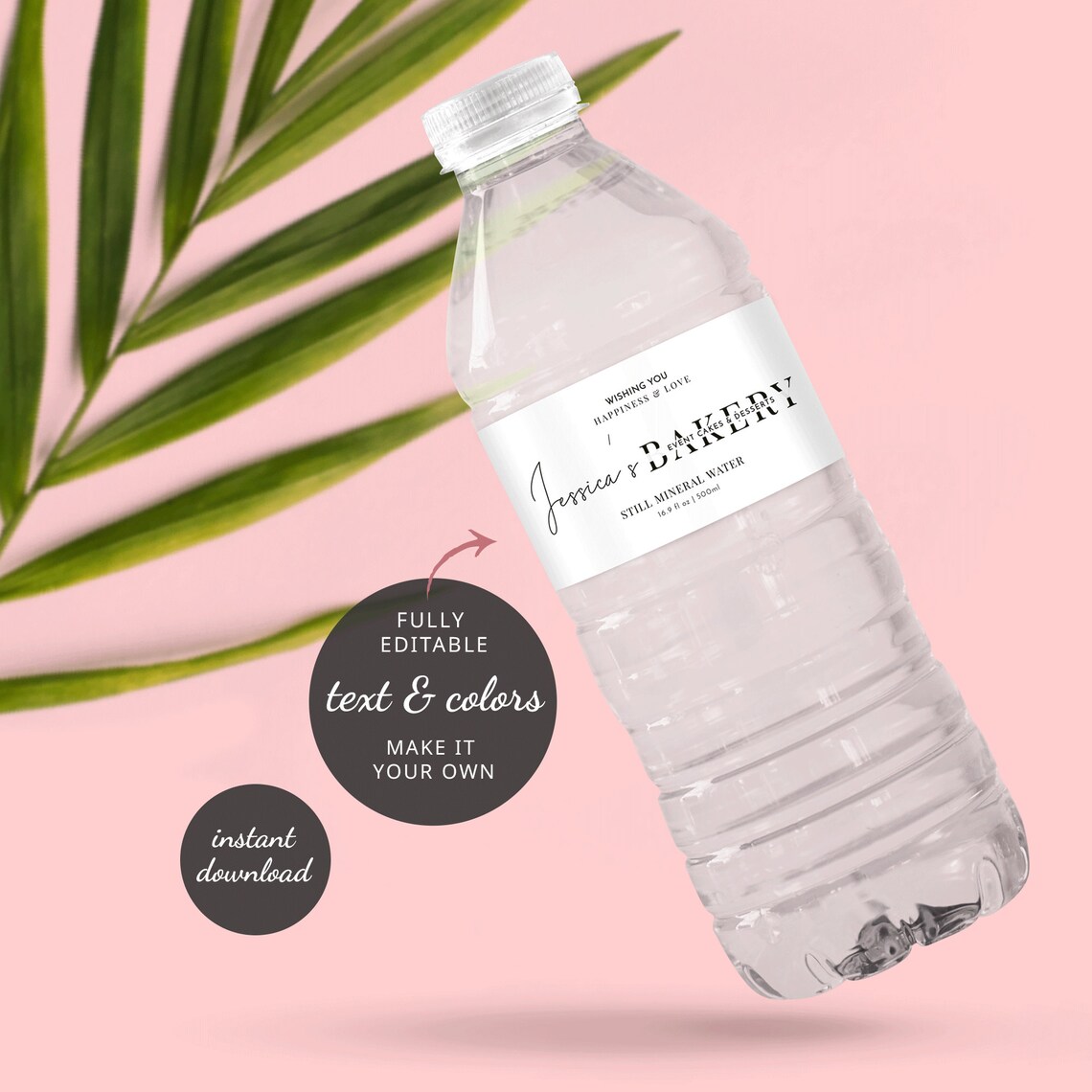 Minimalist Water Bottle Label Template Editable Still Water - Etsy