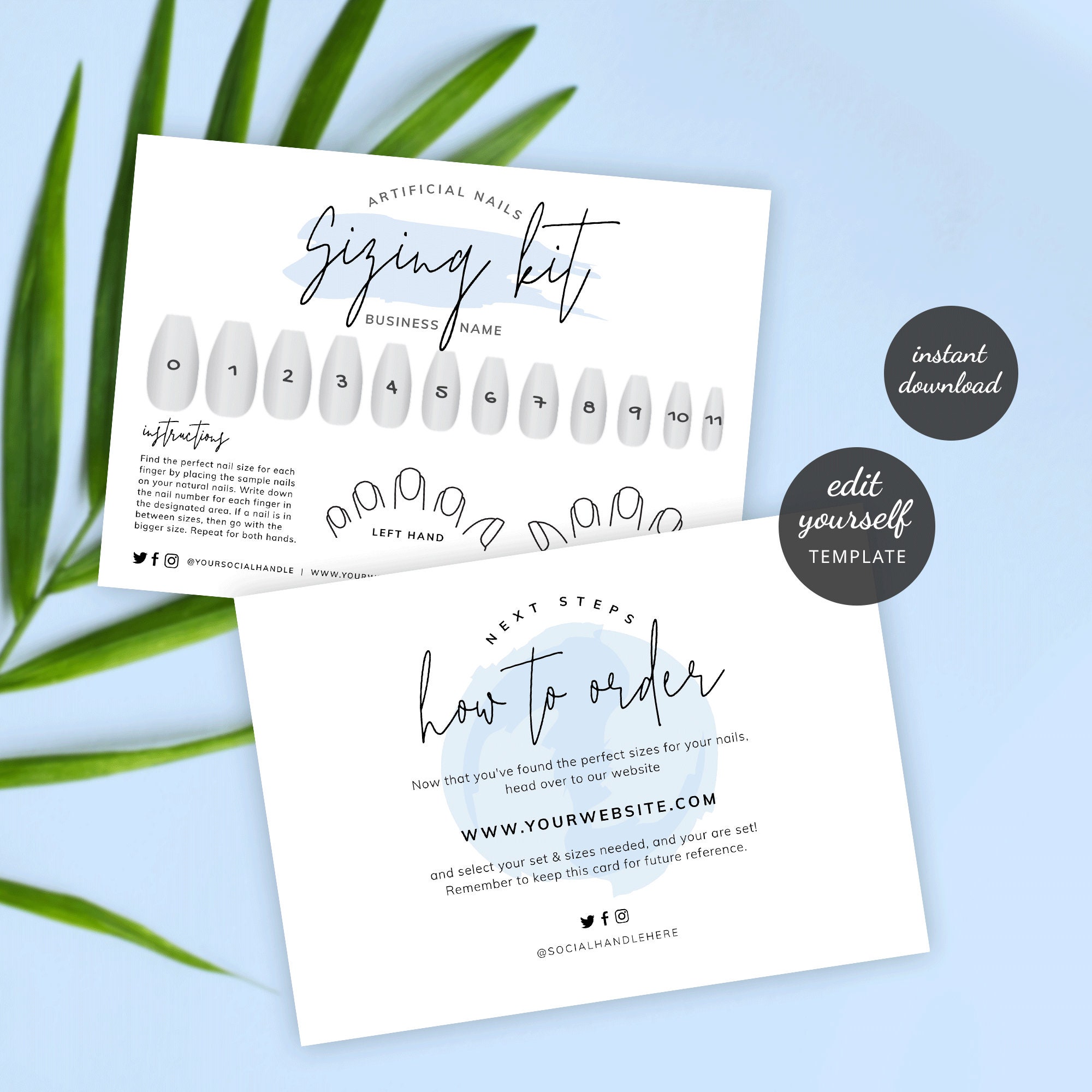 Editable Nail Sizing Kit Template False Nails Size Chart - Etsy Canada