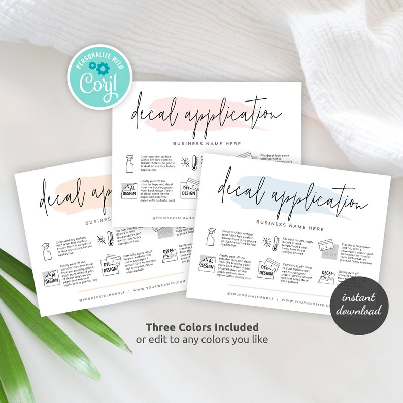 Decal Application Guide Template Editable Vinyl Stickers Care | Etsy