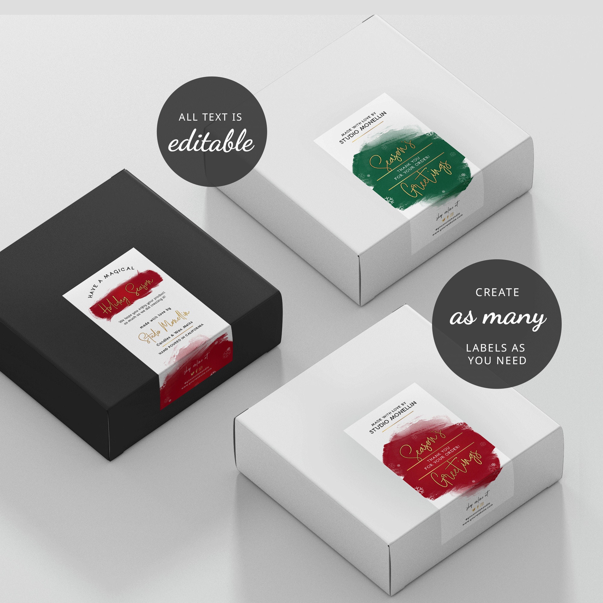 Christmas Box Seal Label Templates Editable Parcel Stickers | Etsy