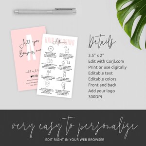 Hair Coloring Aftercare Template, Editable Hair Colour Care Card ...