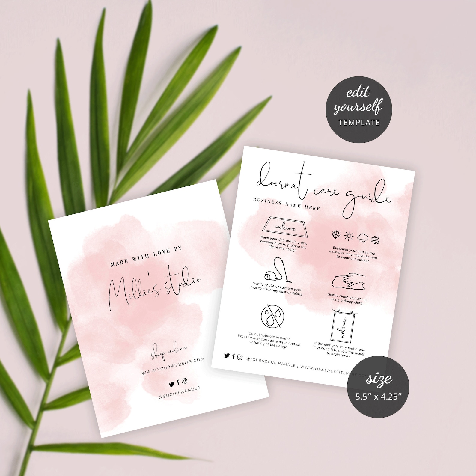 Welcome Mat Care Card Template Customizable Doormat Care | Etsy