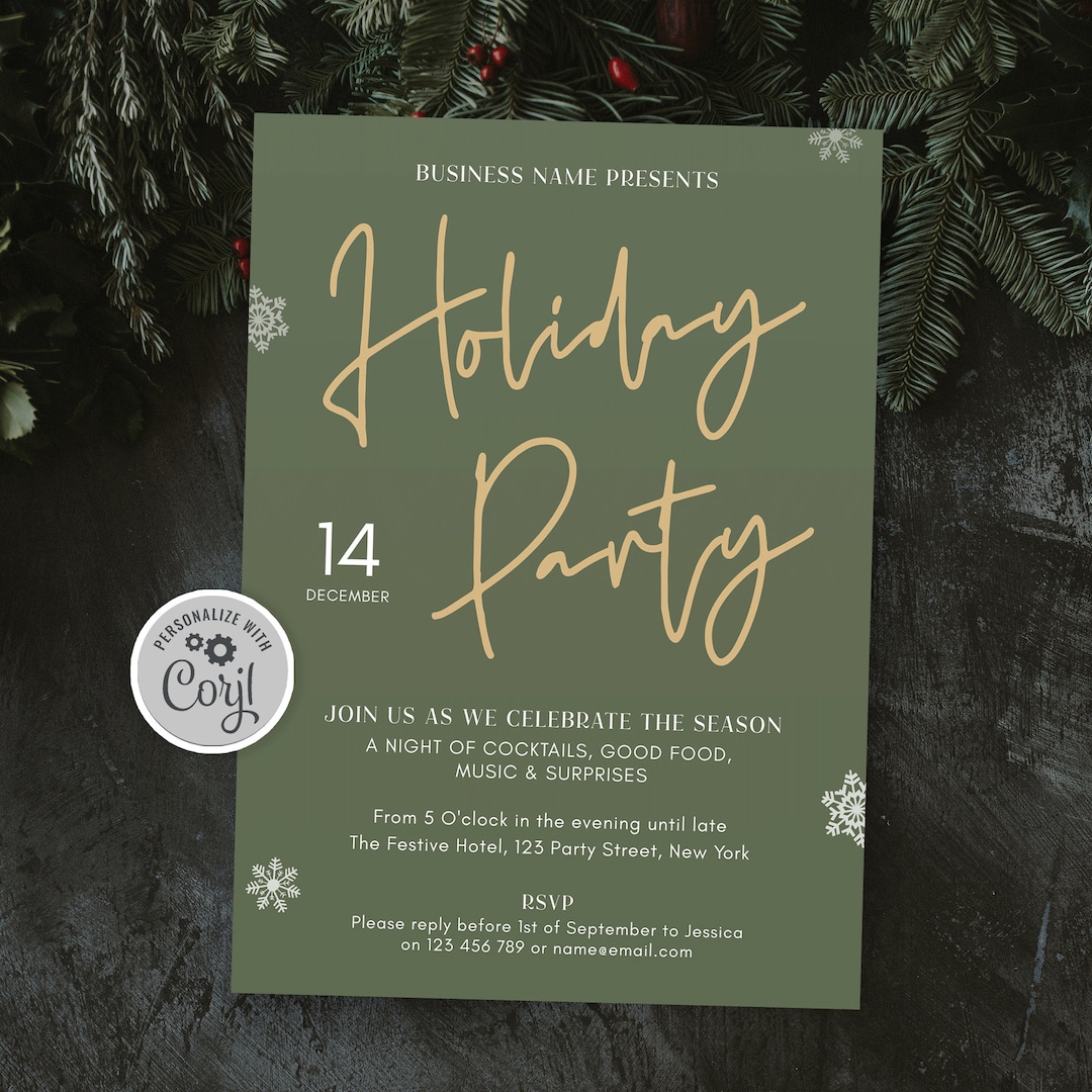 Business Christmas Party Invite Template, Holiday Event Marketing Flyer ...