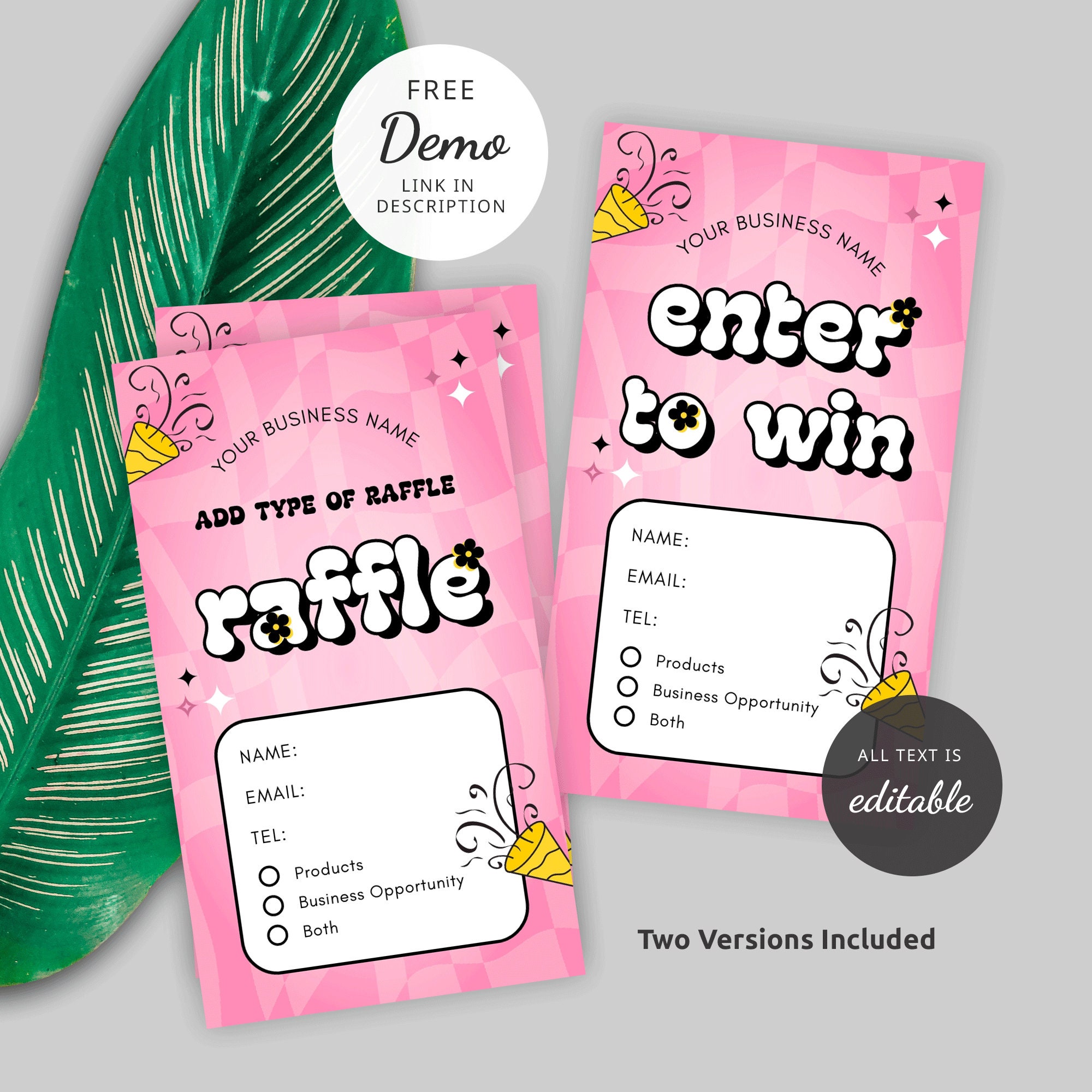 Groovy Retro Raffle Tickets Template, Girly Pink Enter to Win Name ...