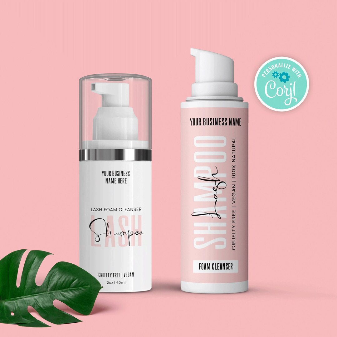 Lash Bath Label Template, Editable Eyelash Shampoo Bottle Wrapper ...