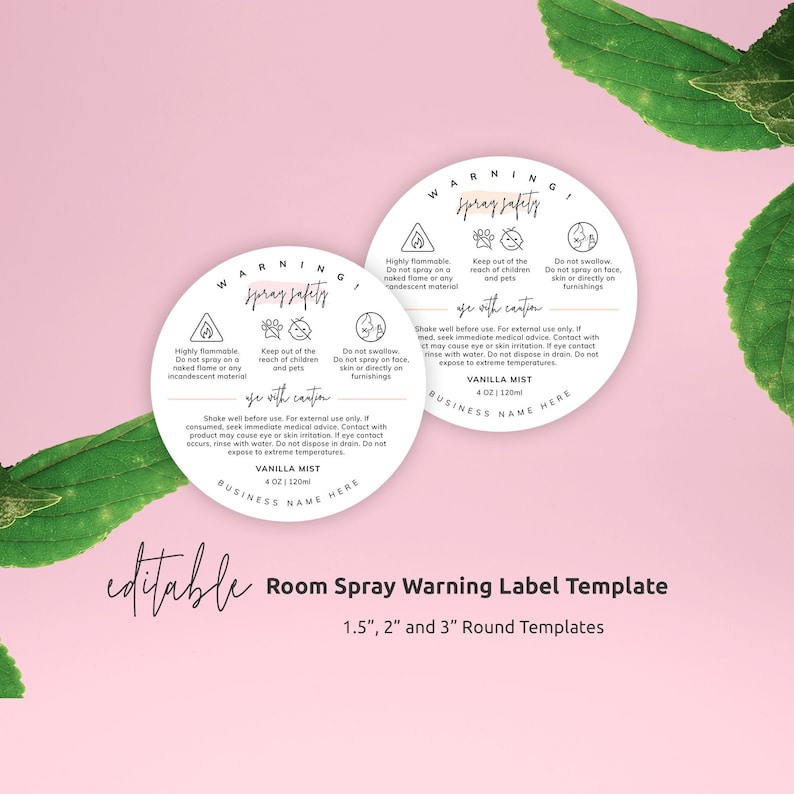 Room Spray Warning Label Template Editable Spray Bottle - Etsy UK