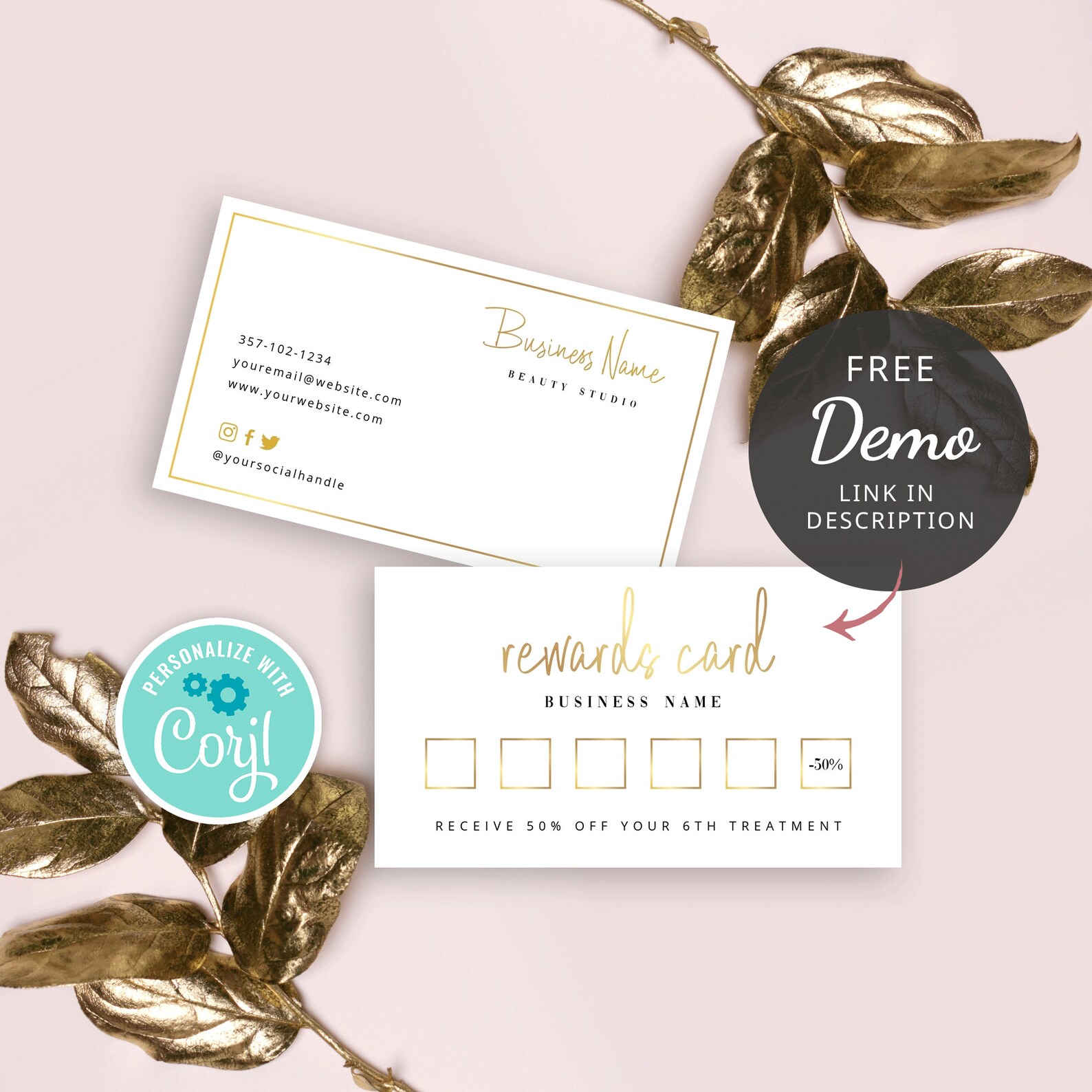 Editable Rewards Card Beauty Salon Loyalty Card Template - Etsy