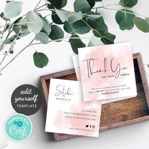 MINI Thank You Cards Template, DIY Business Thank You Card Design ...