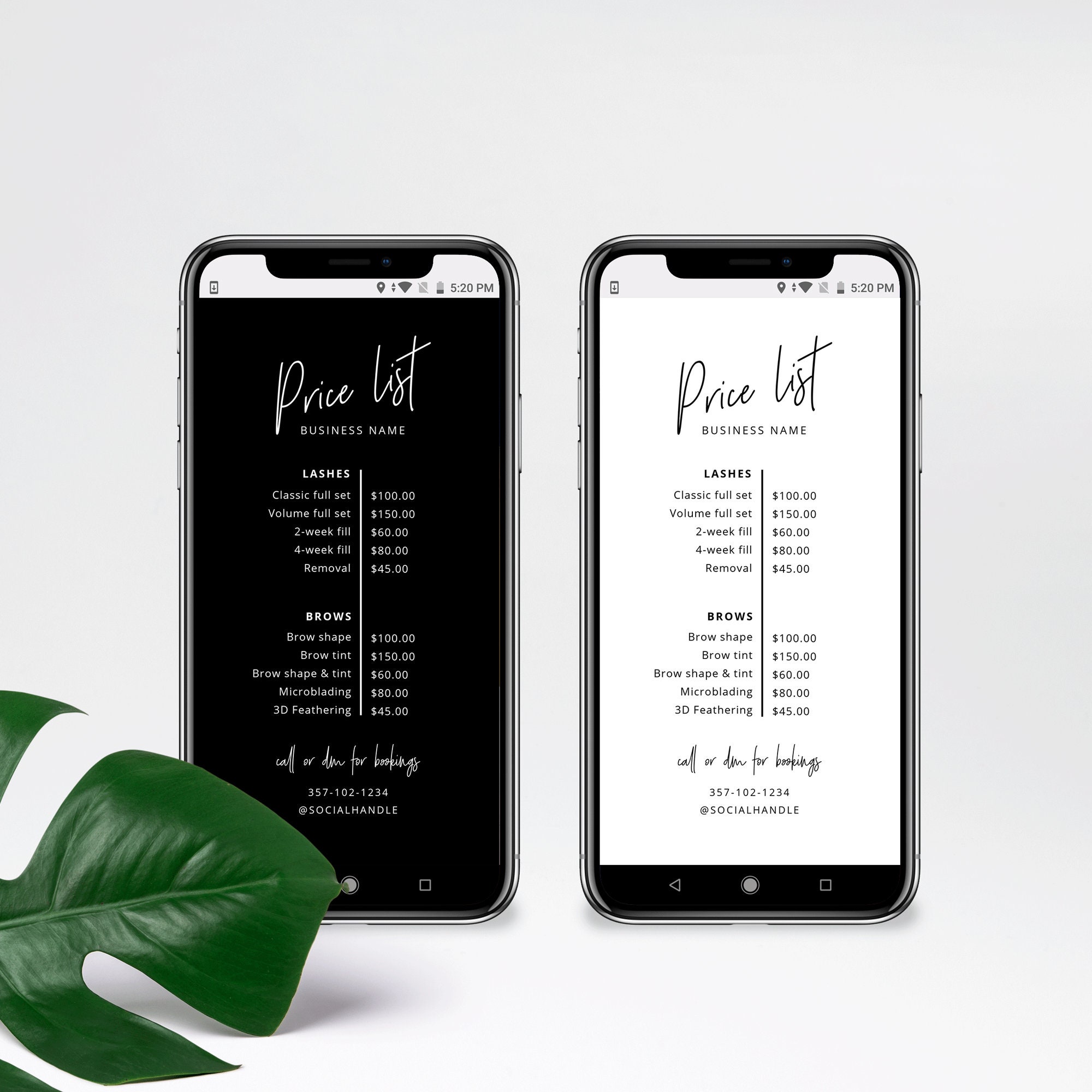 DIY Instagram Price List Template, Insta Story Price List Design ...