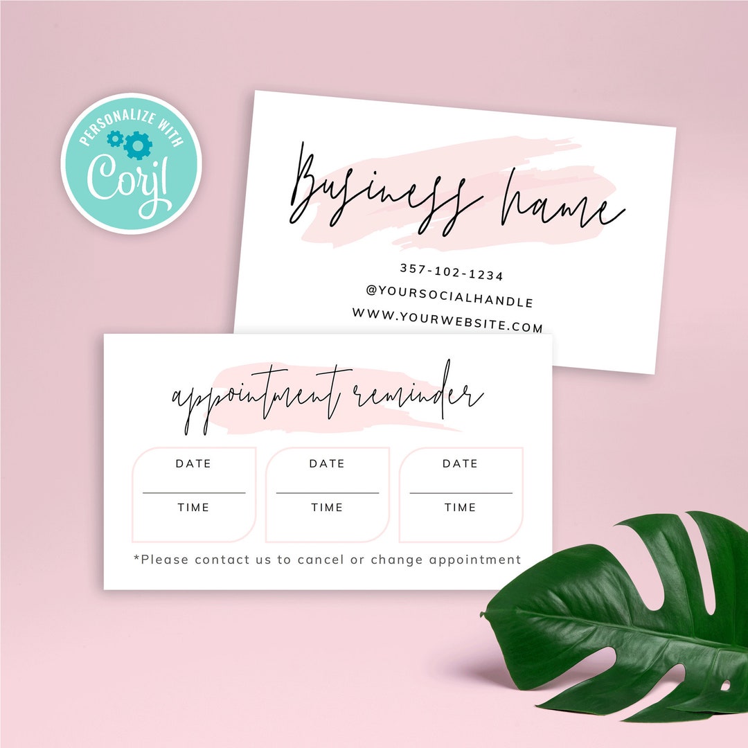 Printable Appointment Card Template, Beauty Salon Booking Reminder ...