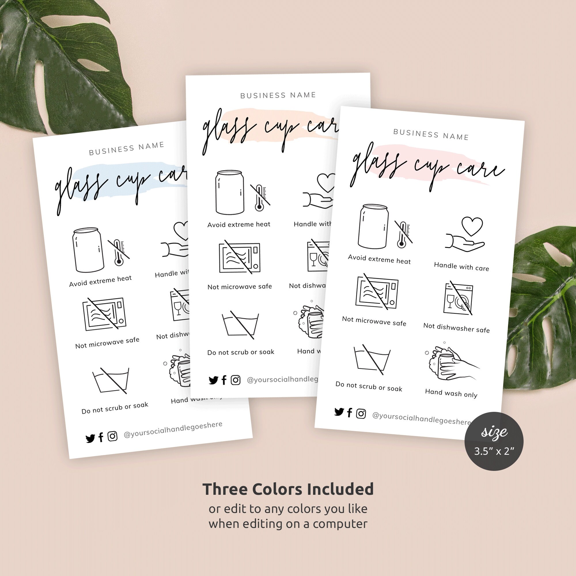 Beer Glass Care Card Template Editable Can Tumbler Care - Etsy