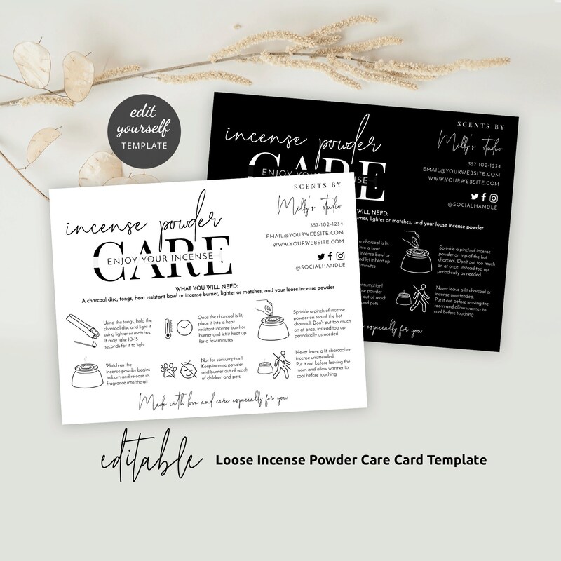 Incense Care Card - Etsy