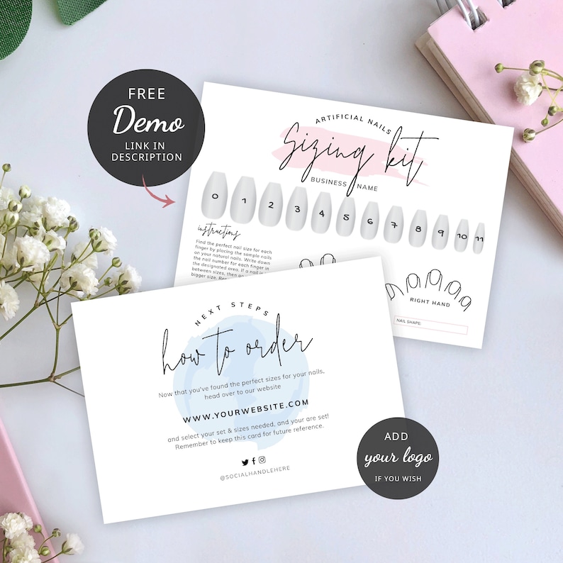 Editable Nail Sizing Kit Template False Nails Size Chart - Etsy