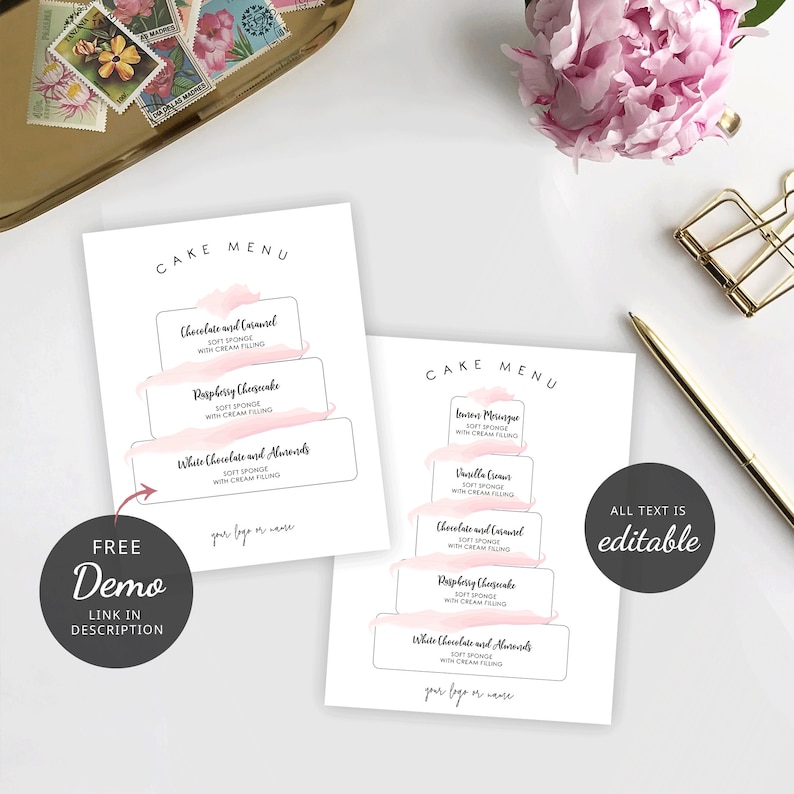 Editable Cake Flavor Sign Printable Cake Menu Template | Etsy