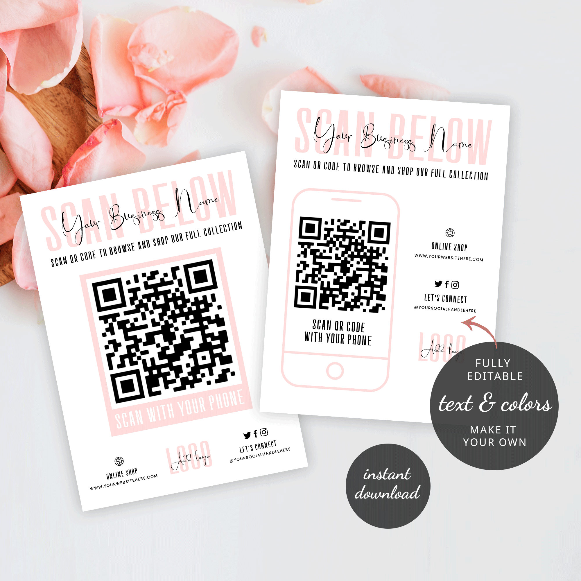 Custom QR Code Sign Design Scan QR Code Template Printable - Etsy UK