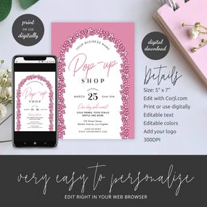 Girly Pop up Shop Invitation Template, Custom Summer Market Day Leaflet ...