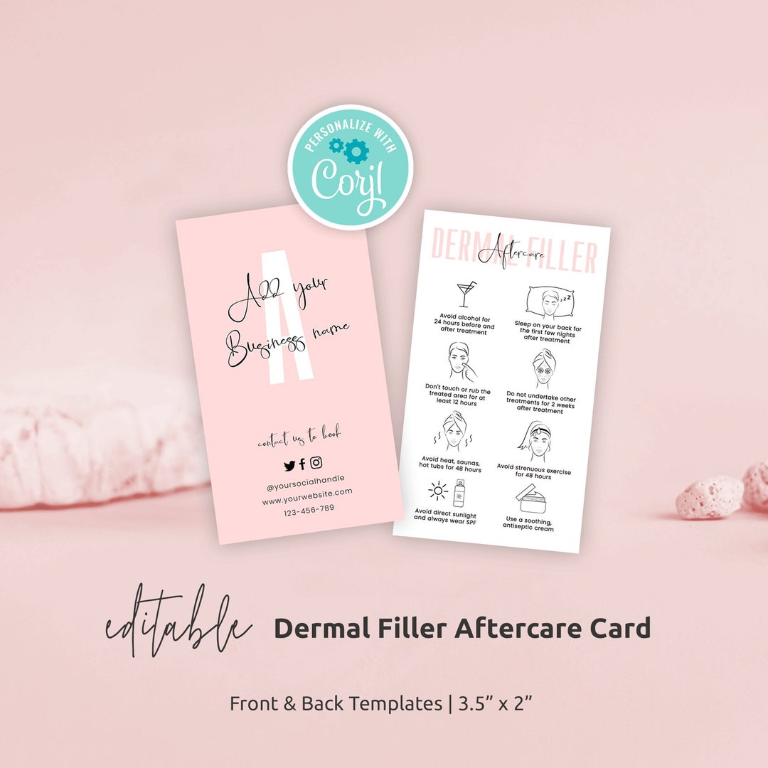Facial Filler Aftercare Template, Editable Filler Injections Care Guide ...