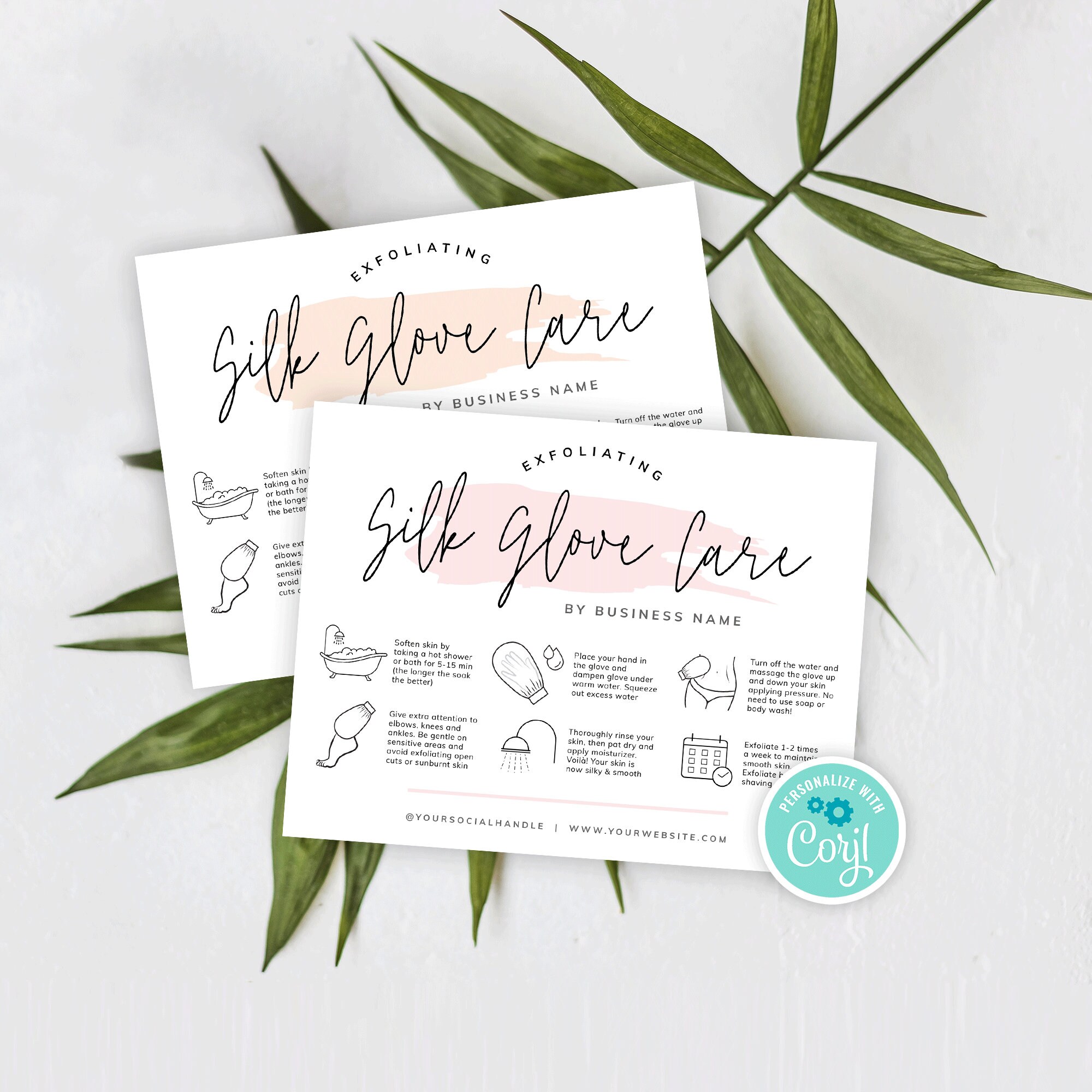 Silk Exfoliating Glove Care Card Template Editable Body Mitt - Etsy