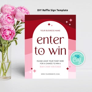 Modern Raffle Sign Template, Custom Feminine Enter to Win 8x10" Poster ...
