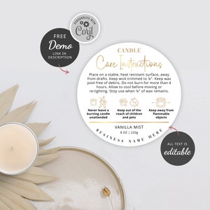 Candle Warning Circle Label Template, Customizable Candle Safety ...