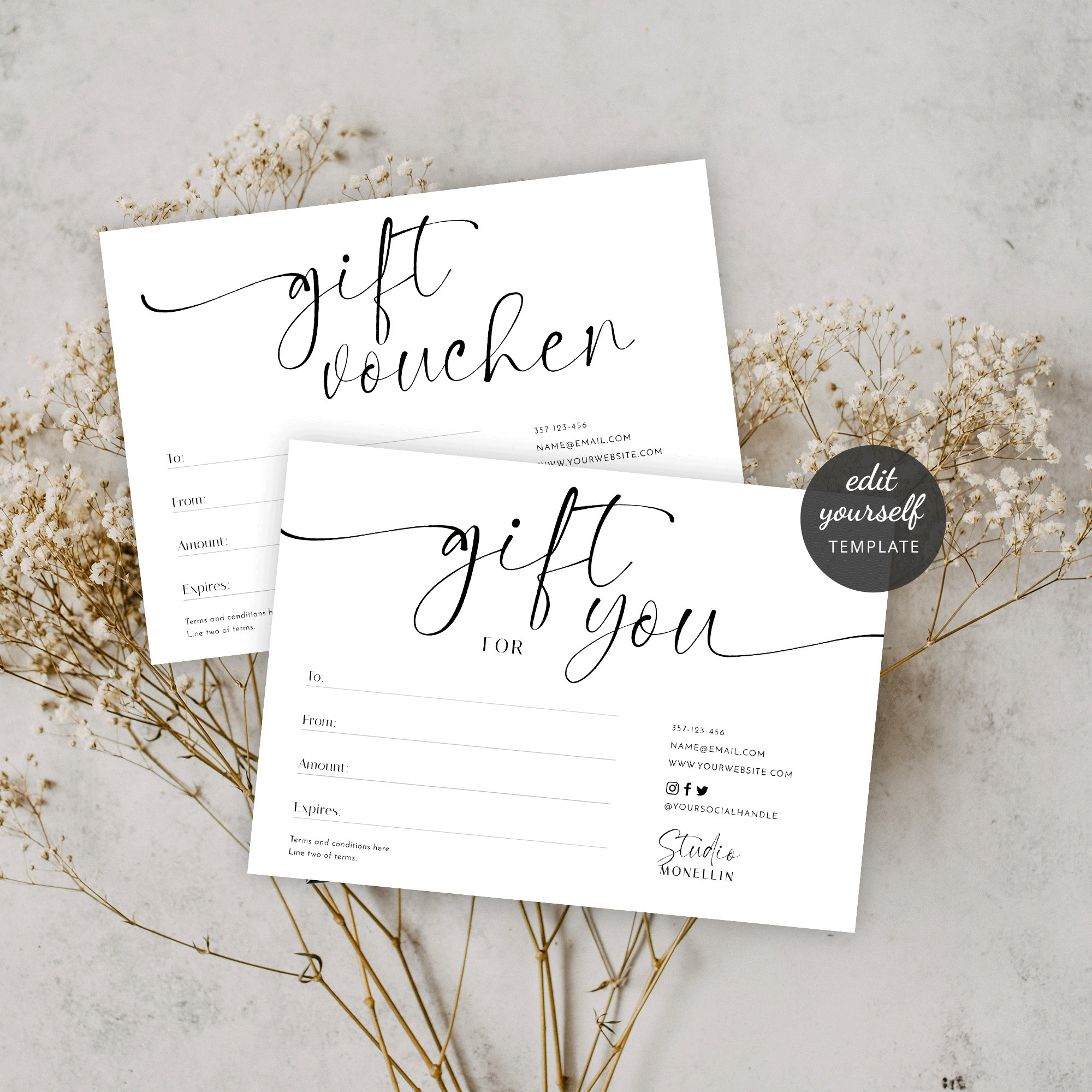 Modern Gift Certificate Template Editable Gift Card Script - Etsy