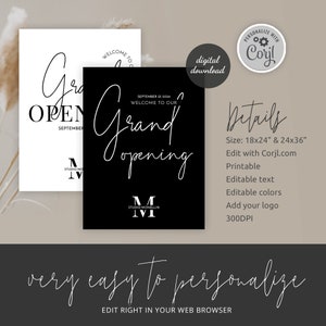 Grand Opening Welcome Sign Template, Minimalist Business Launch Signage ...