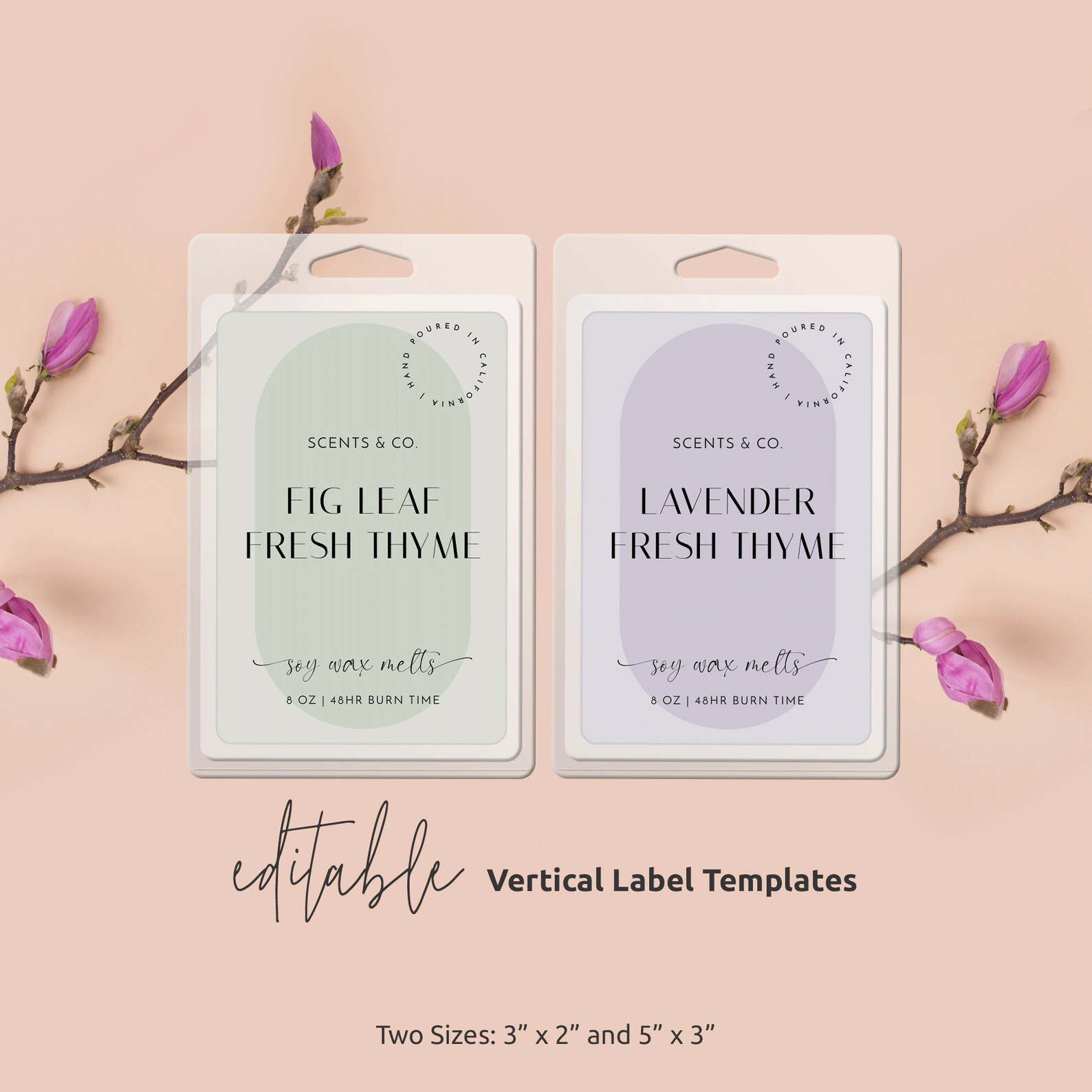 Minimal Wax Tarts Clamshell Label Template 2x3 - Etsy