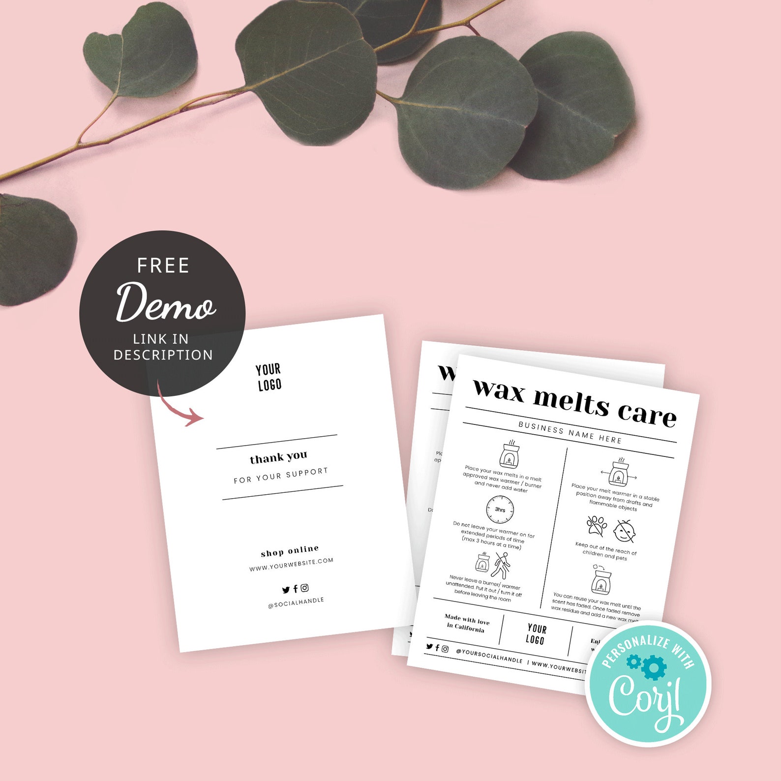 DIY Wax Melts Care Card Template Custom Wax Melts Safety - Etsy