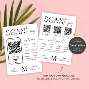 Editable Scan to Pay QR Code Template, Minimalist Scan Here Sign Design ...