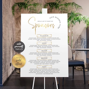 Event Sponsors Sign Template, Fundraiser Gala Donors List Sign Board ...