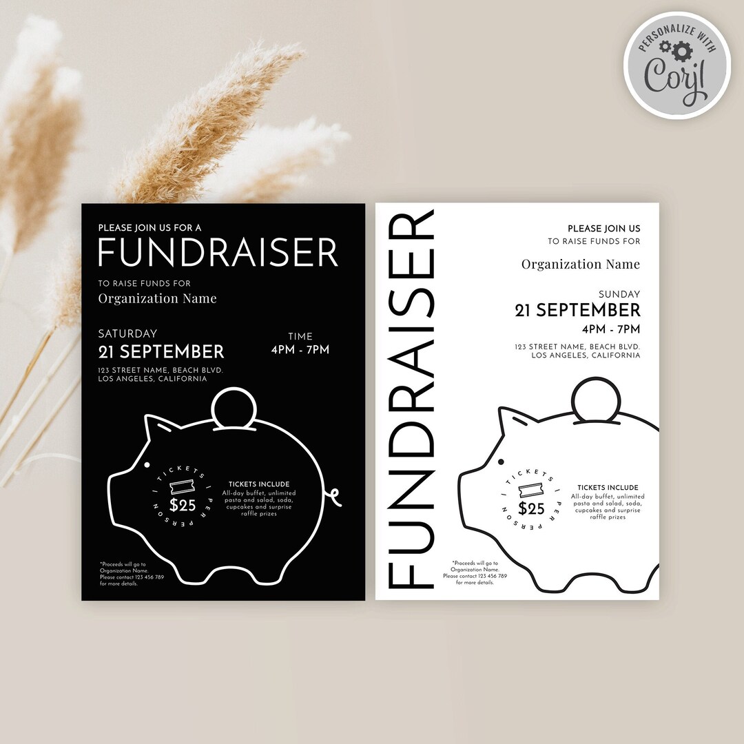 Minimalist Fundraiser Flyer Template, Editable Charity Event Invitation ...
