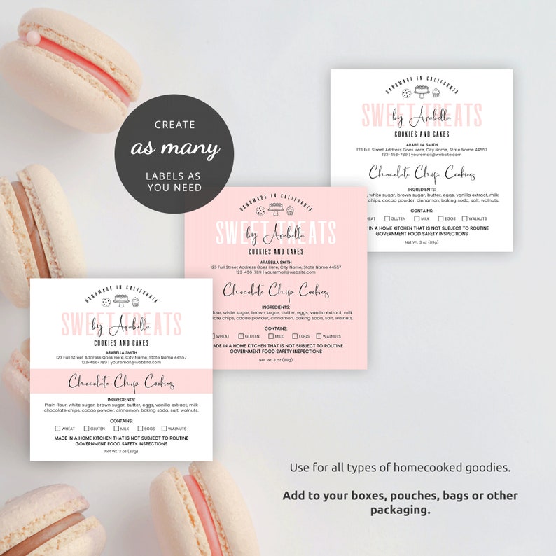 Food License Label Template Custom Cottage Law Labels Design - Etsy