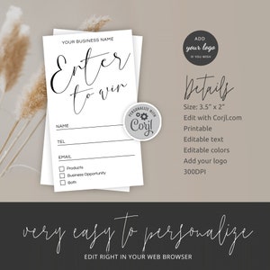 Minimal Raffle Ticket Template, Customizable Enter to Win Cards ...