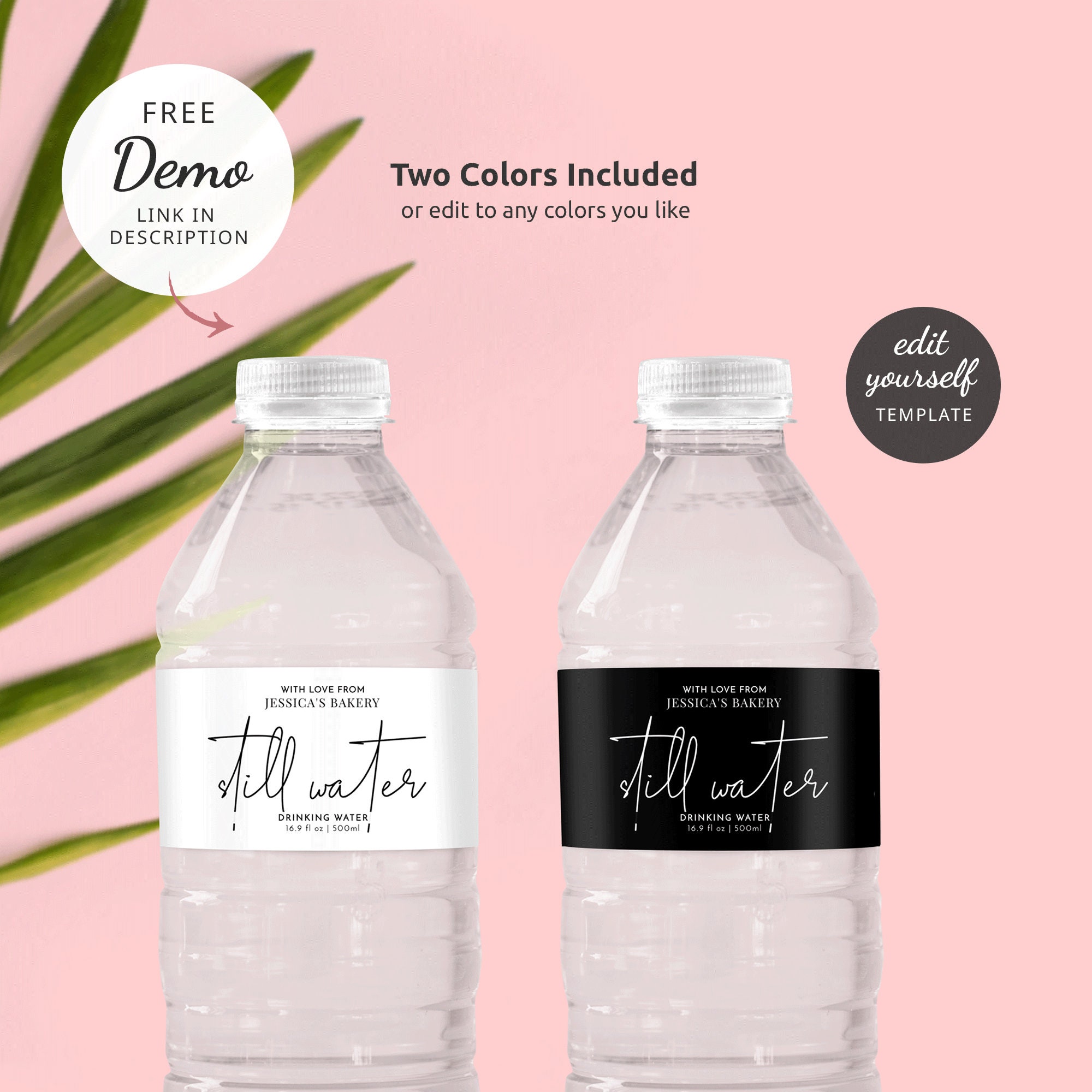 Minimalist Water Bottle Label Template Editable Still Water - Etsy