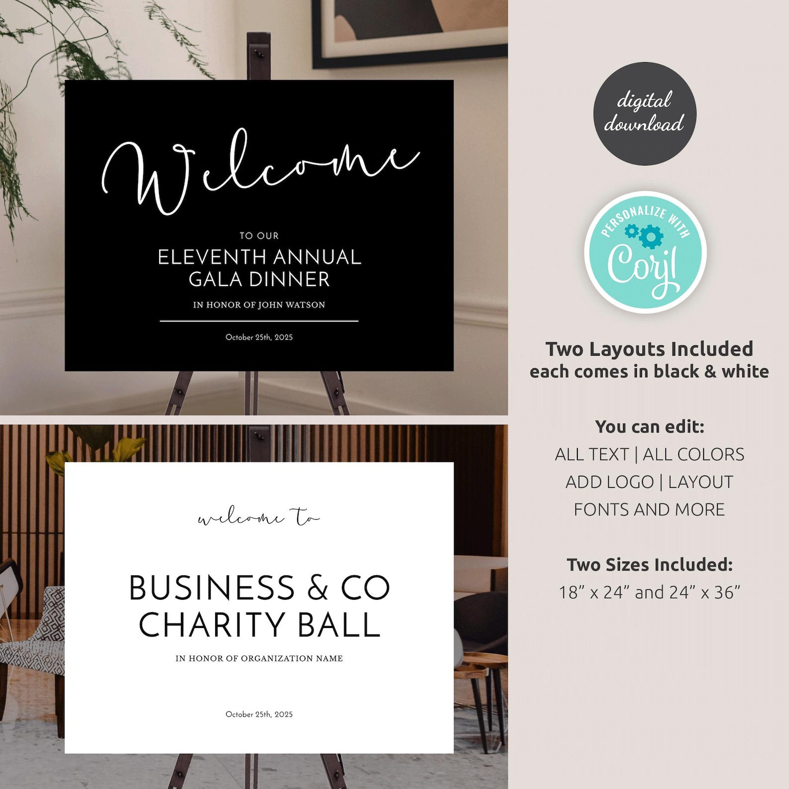Business Welcome Sign Template Printable, Corporate Event Foam Board ...